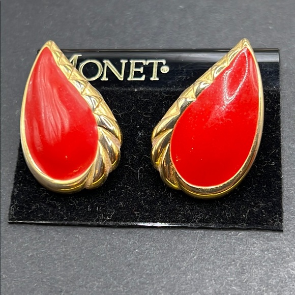 Monet | Jewelry | Vintage Monet Red Enamel Earrings | Poshmark